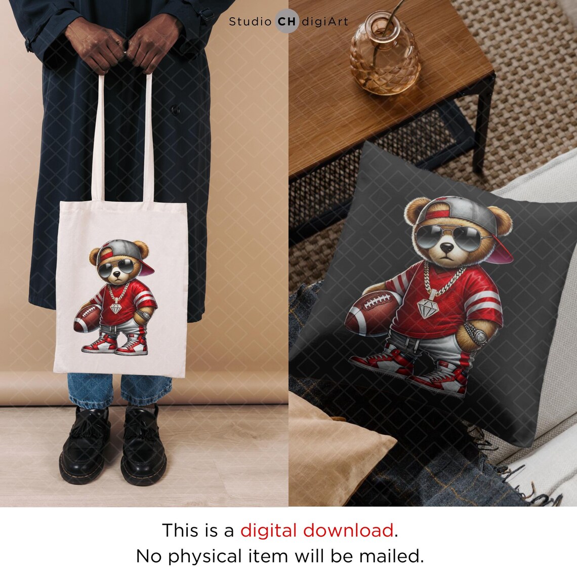 Hip Hop Football Bear PNG, American Football Teddy Bear Clipart ...