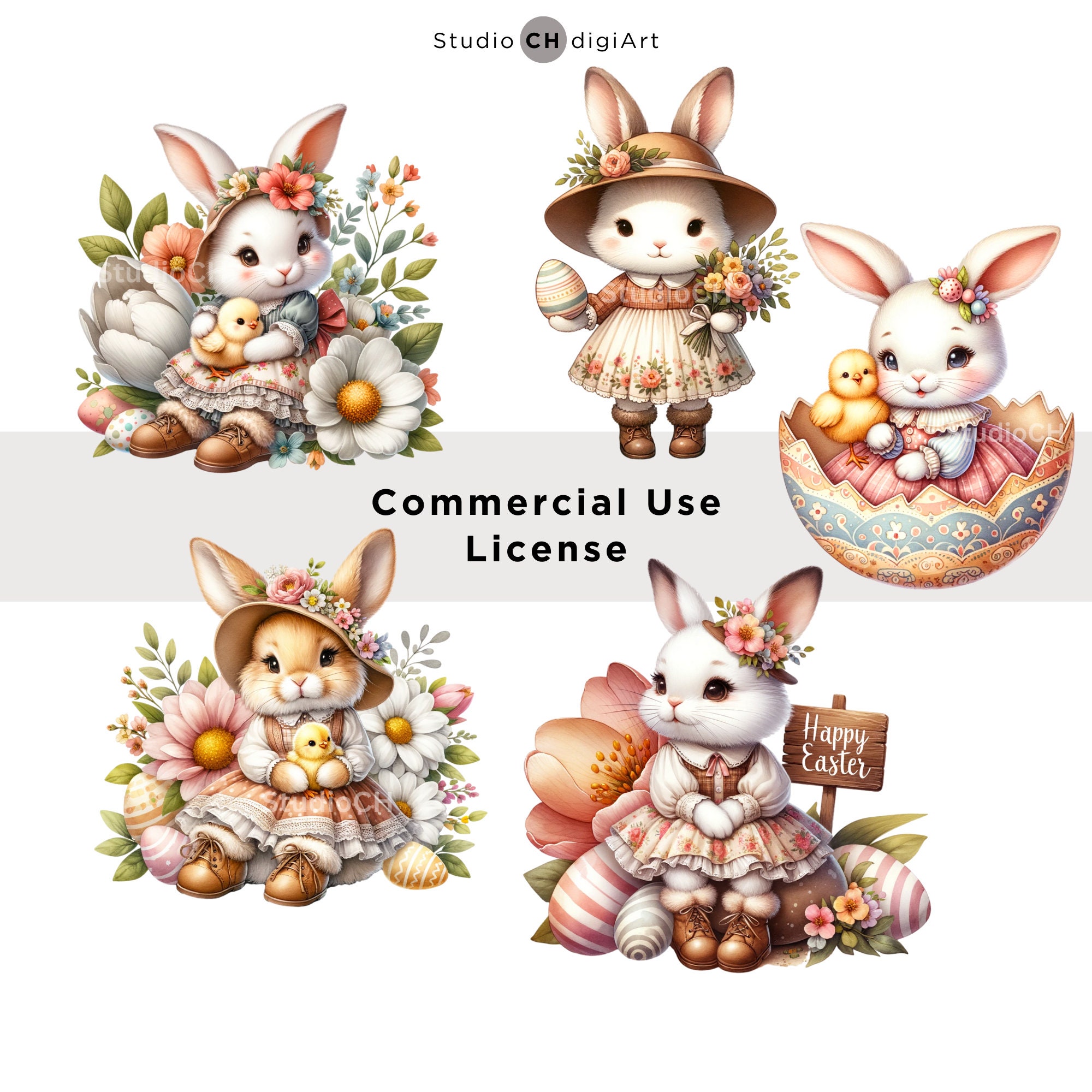Vintage Easter Clipart, 15 High Quality PNG, Easter Clipart,easter Png ...