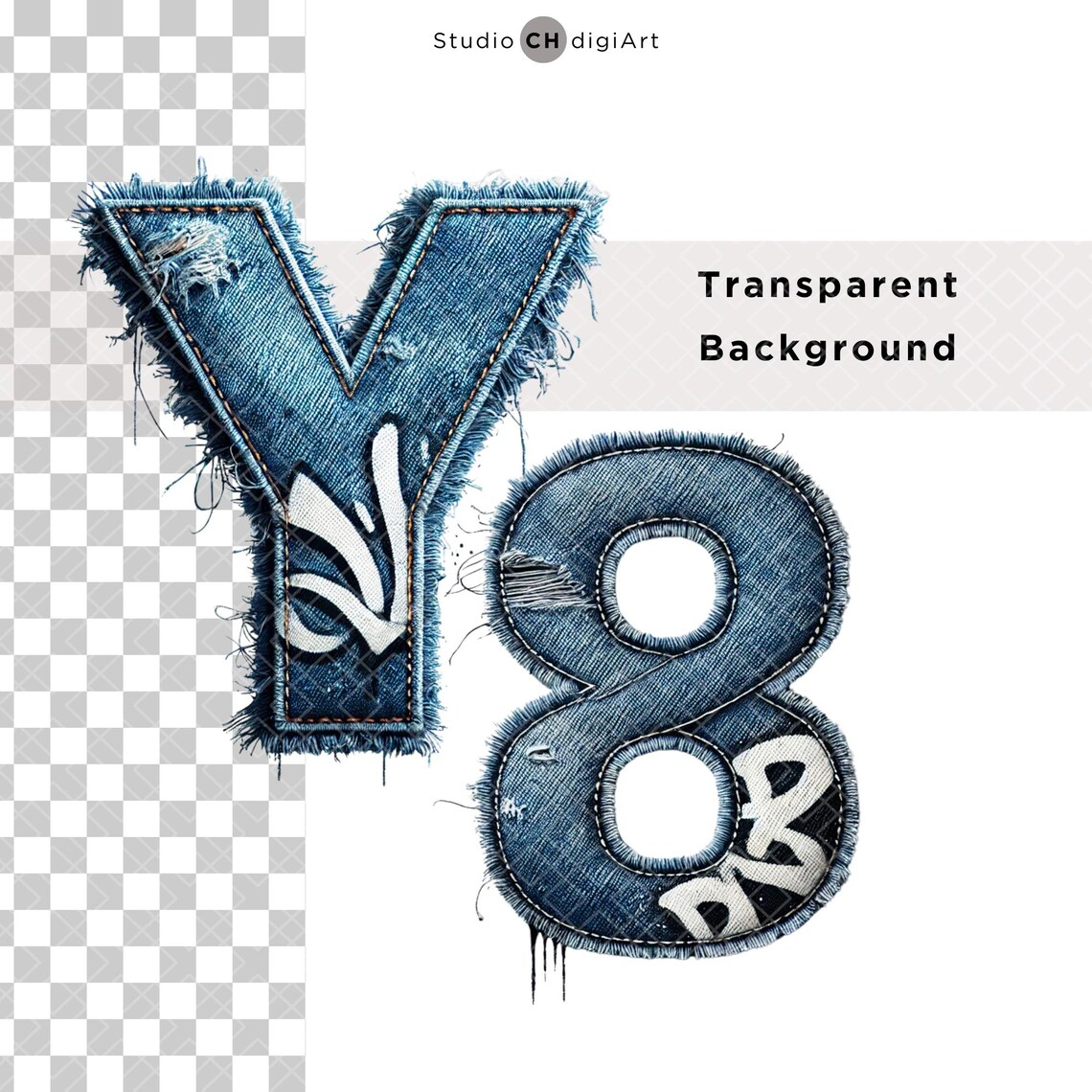 Graffiti Denim Alphabet Letters & Numbers, Graffiti Font, Blue Denim ...