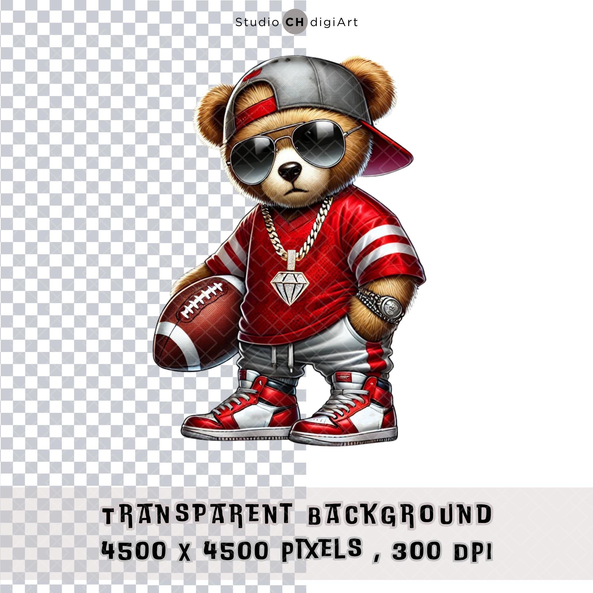 Hip Hop Football Bear PNG, American Football Teddy Bear Clipart ...
