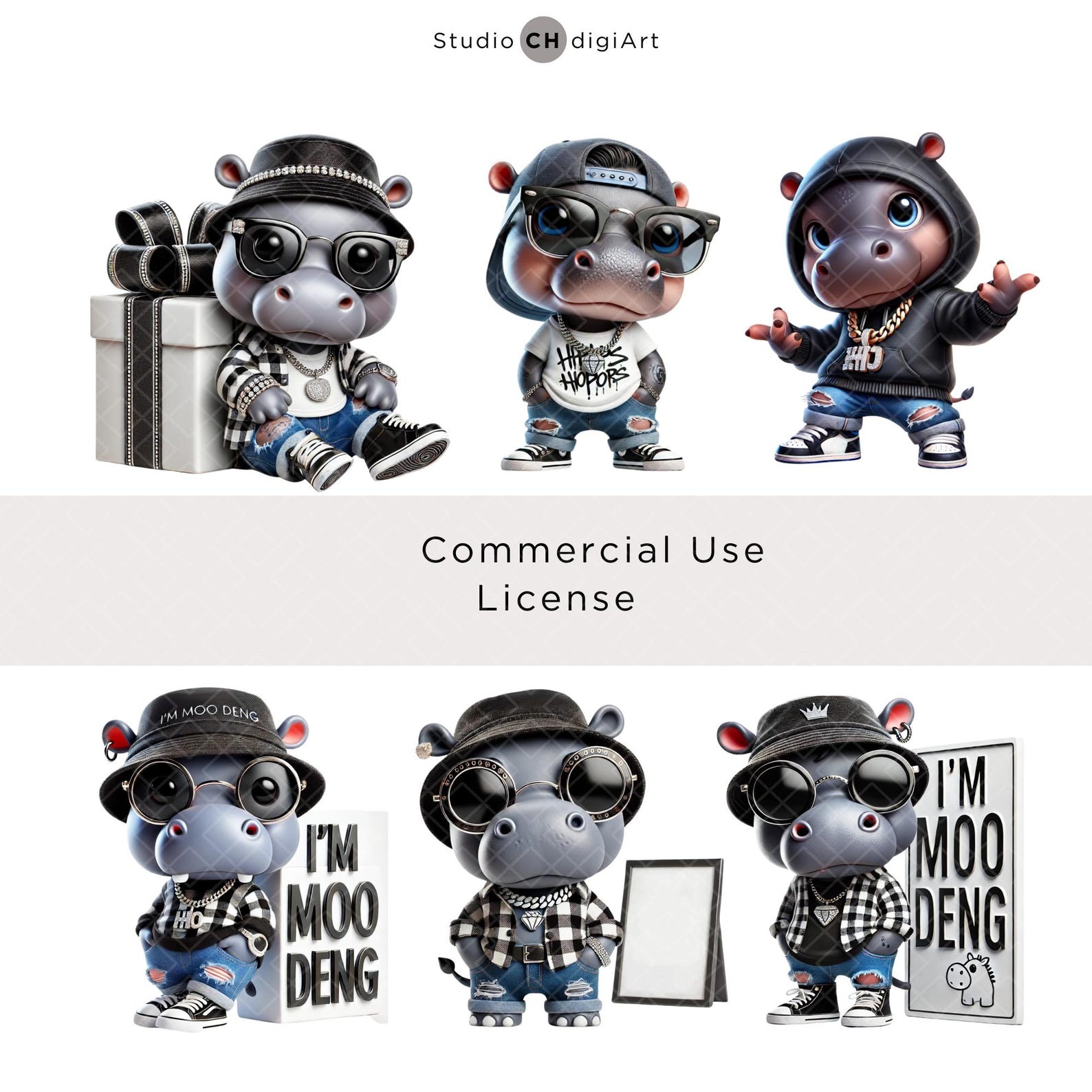 3D Hip Hop Hippo Clipart, Hippo Clipart, Moo Deng PNG, Moo Deng Clipart ...