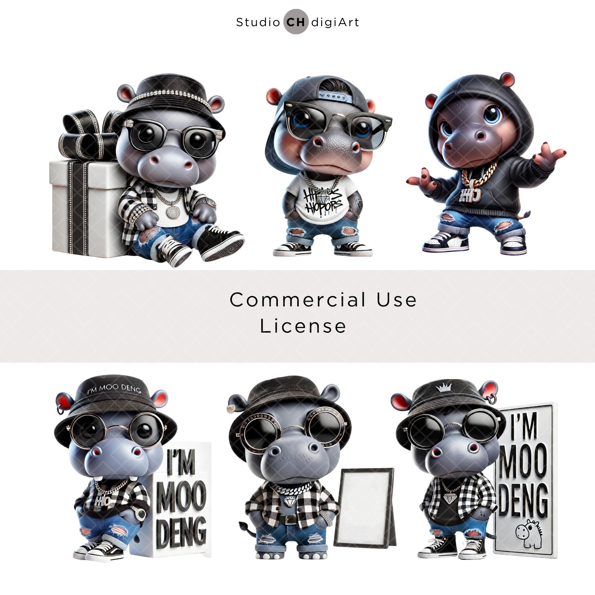 3D Hip Hop Hippo Clipart, Hippo Clipart, Moo Deng PNG, Moo Deng Clipart ...