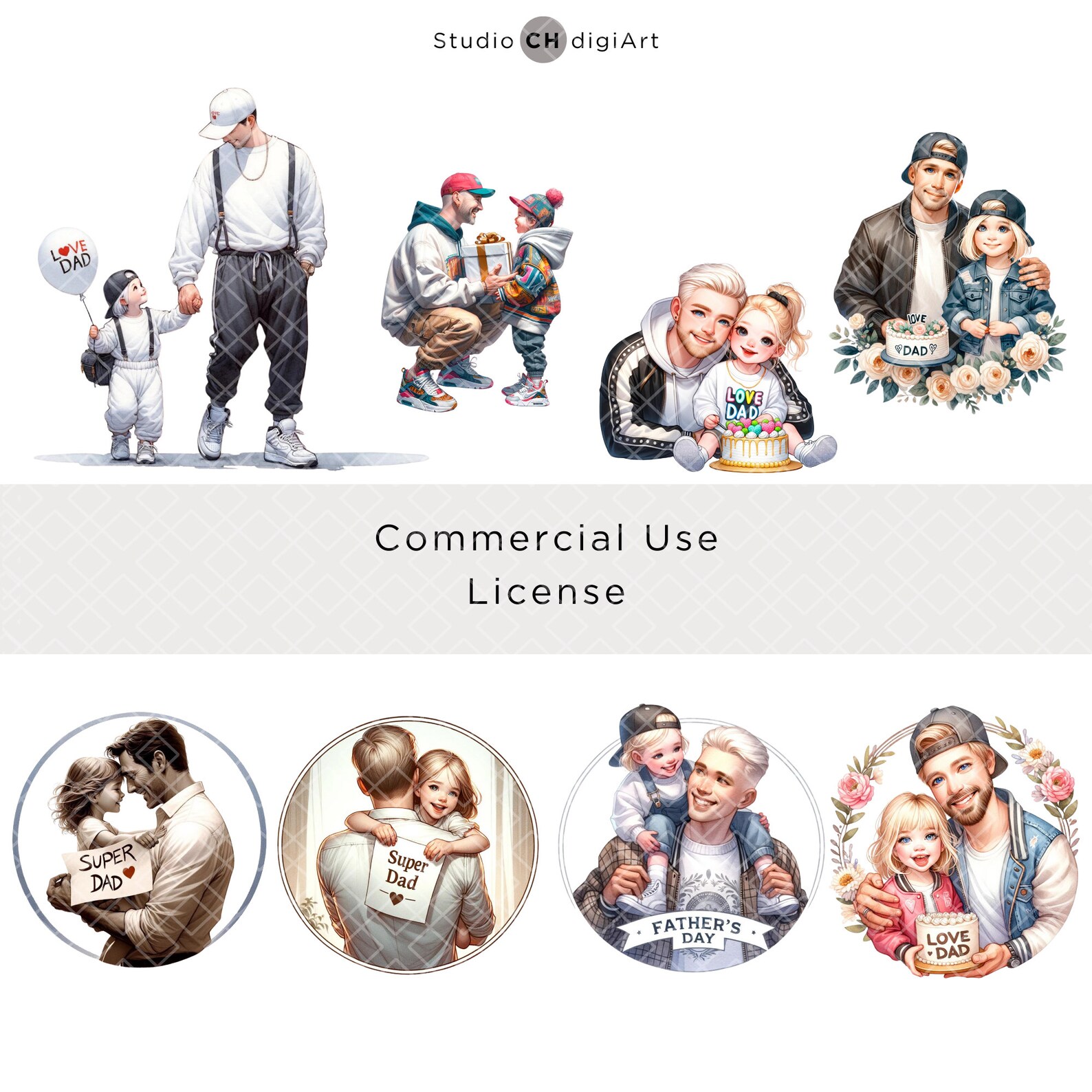 Hip Hop Father's Day Clipart, Dad and Daughter PNG, 15 Fatherhood PNG ...