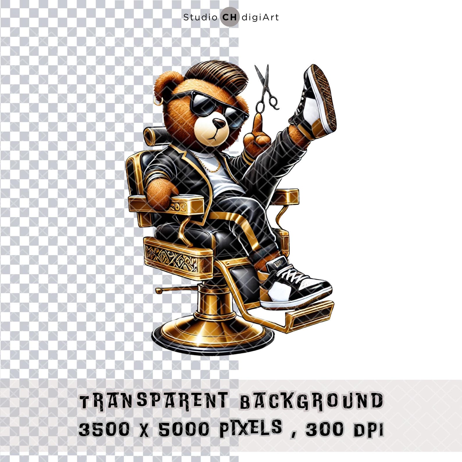 Hip Hop Teddy Bear Barber Clipart, Barber Vintage, Barber PNG, Barber ...