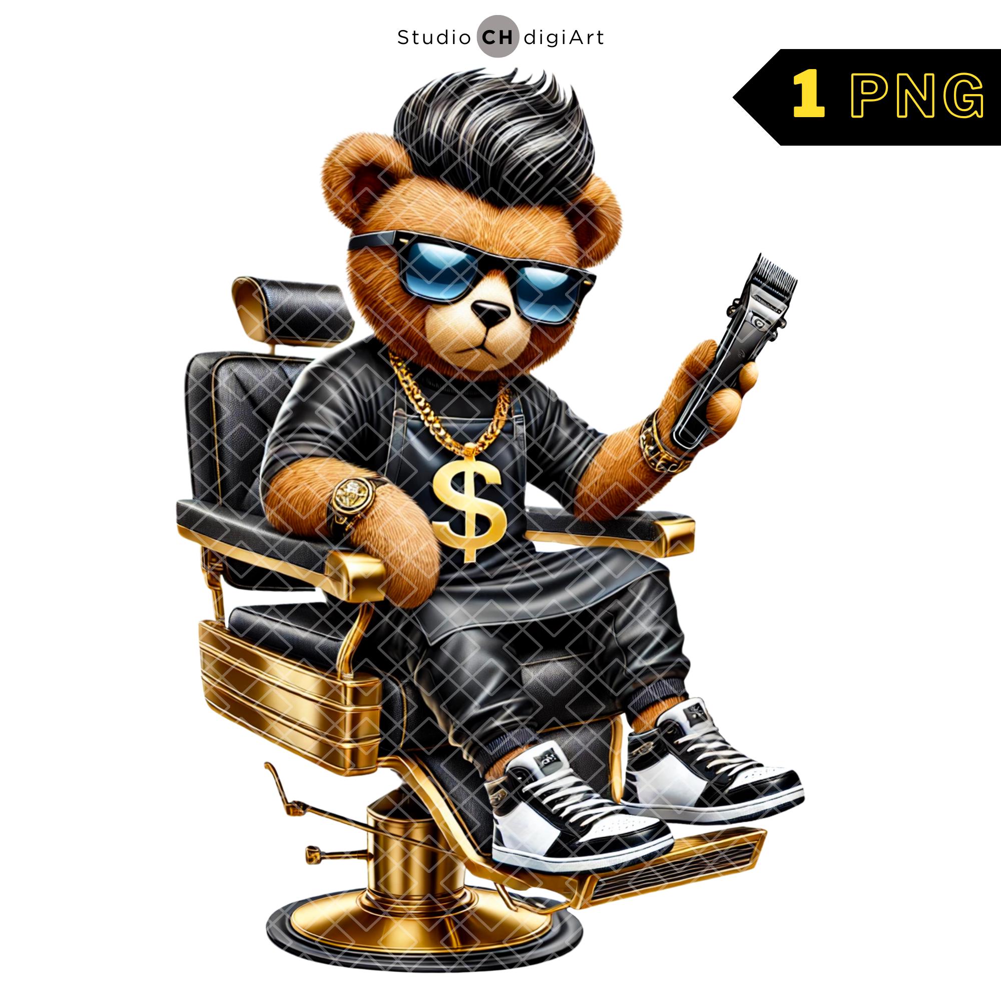 Hip Hop Teddy Bear Barber Clipart, Barber Vintage, Barber PNG, Barber ...
