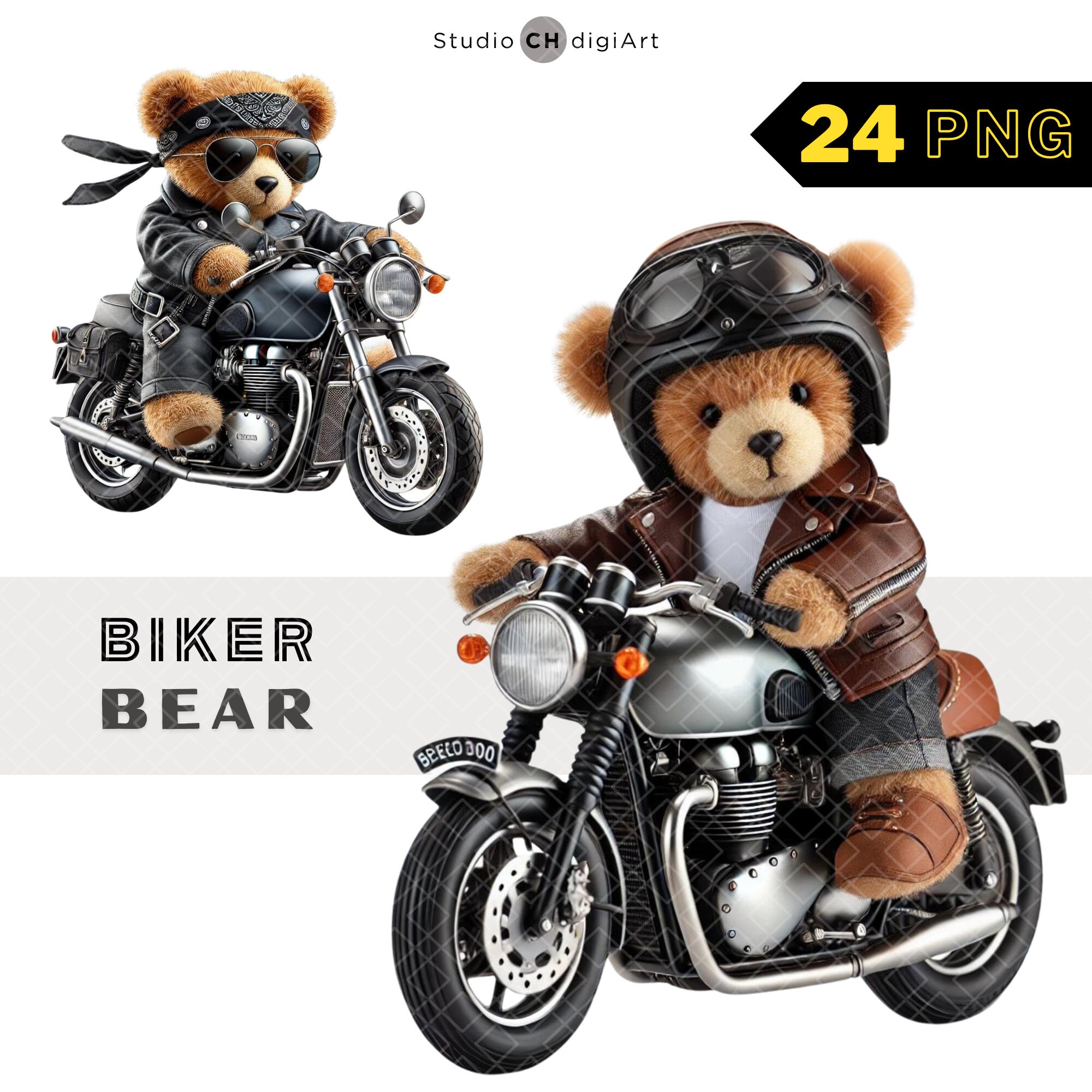 Biker Bear Clipart - 24 Motorbike Pngs, 3D Teddy Bear Motorcycle Graphics, Biker Teddy Bear PNG ...