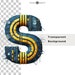 Yellow Striped Denim Alphabet Letters & Numbers, Traffic Lines Font ...