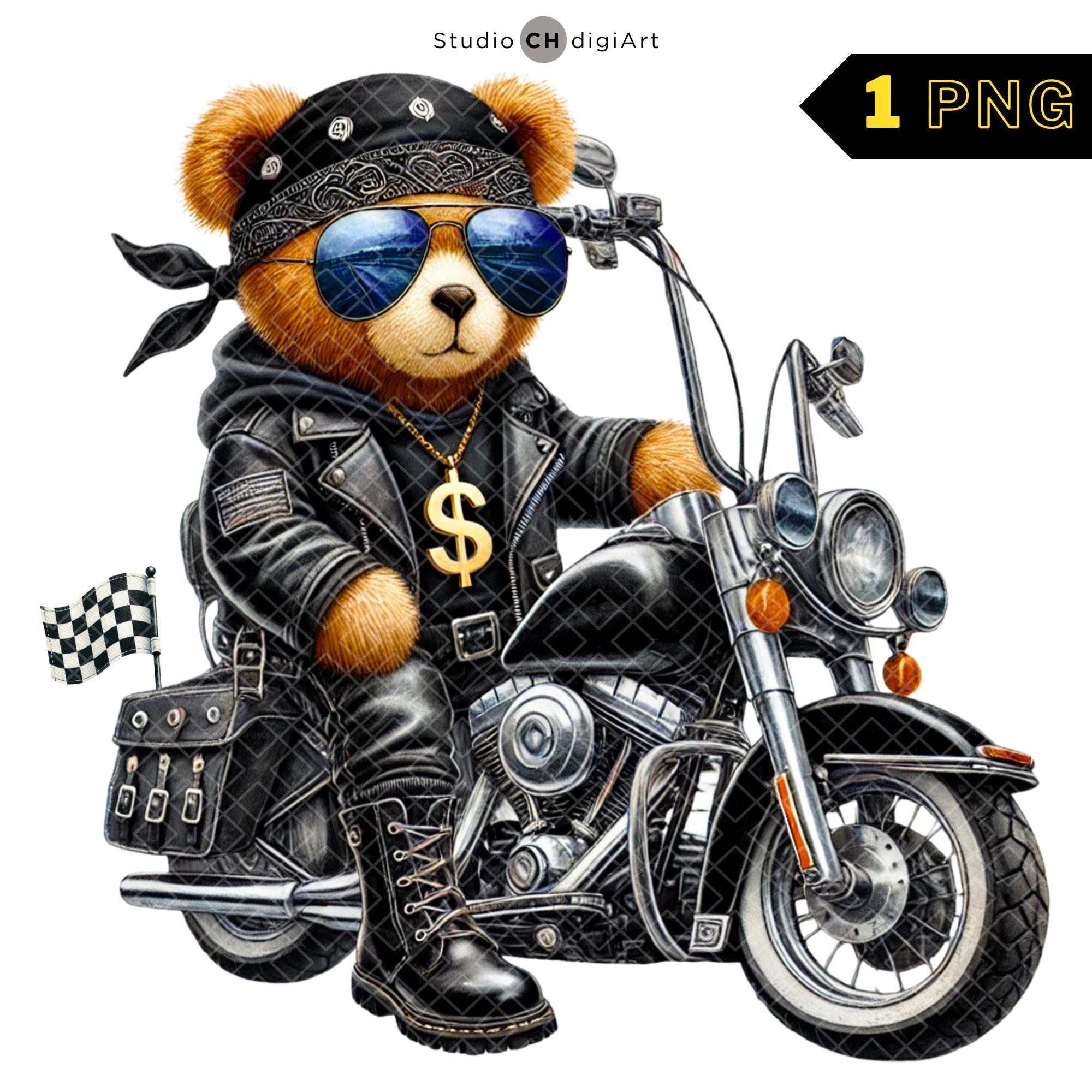 Hip Hop Biker Bear Clipart, Motorbike Pngs, 3D Teddy Bear Motorcycle ...