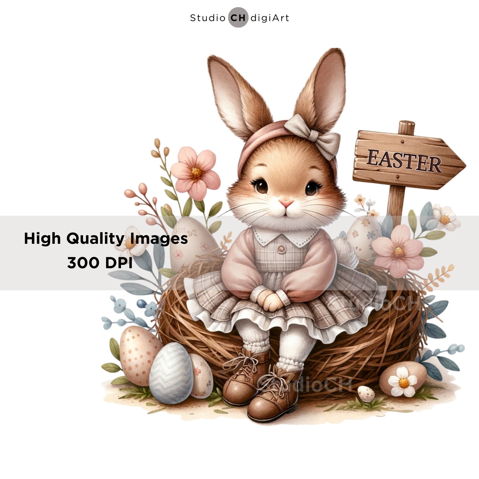 Vintage Easter Clipart, 15 High Quality PNG, Easter Clipart,easter Png ...