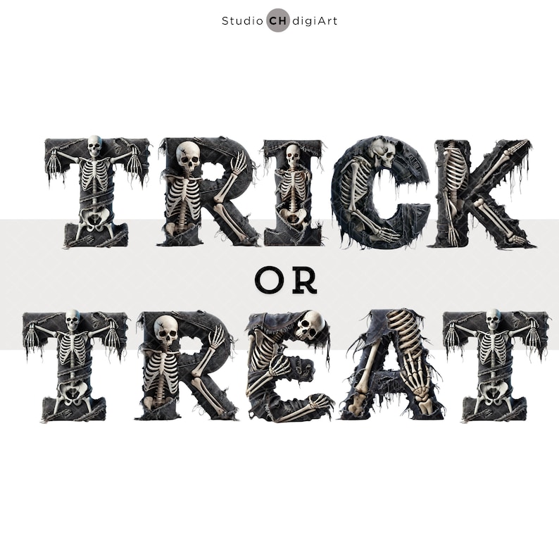 3D Skeleton Alphabet, 3D Halloween Font, Black Denim Alphabet, Skeleton ...