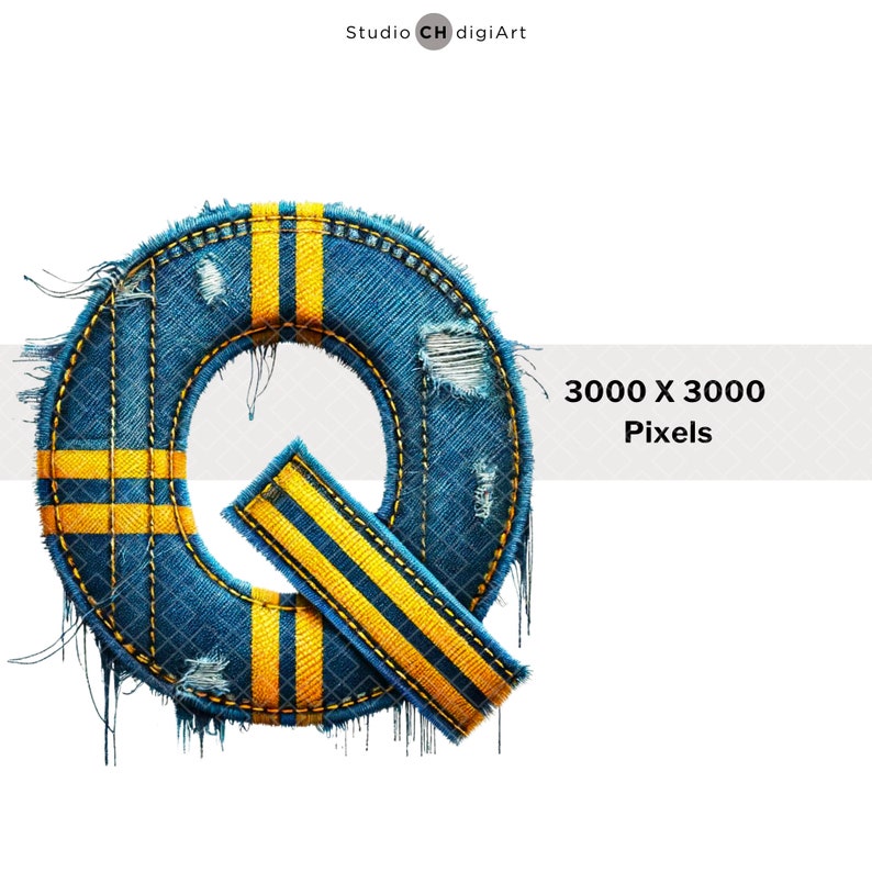 Yellow Striped Denim Alphabet Letters & Numbers, Traffic Lines Font ...