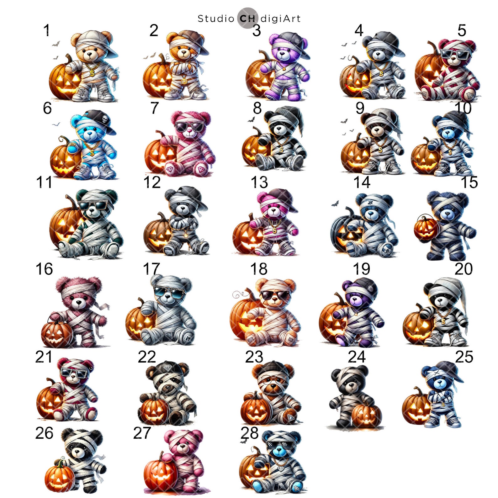 Hip Hop Mummy Bear Clipart, 28 Mummy Bear PNG, Halloween Clipart ...