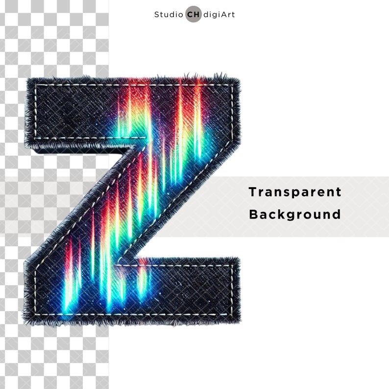 Northern Lights Alphabet Letters & Numbers, Aurora Font, Black Denim ...