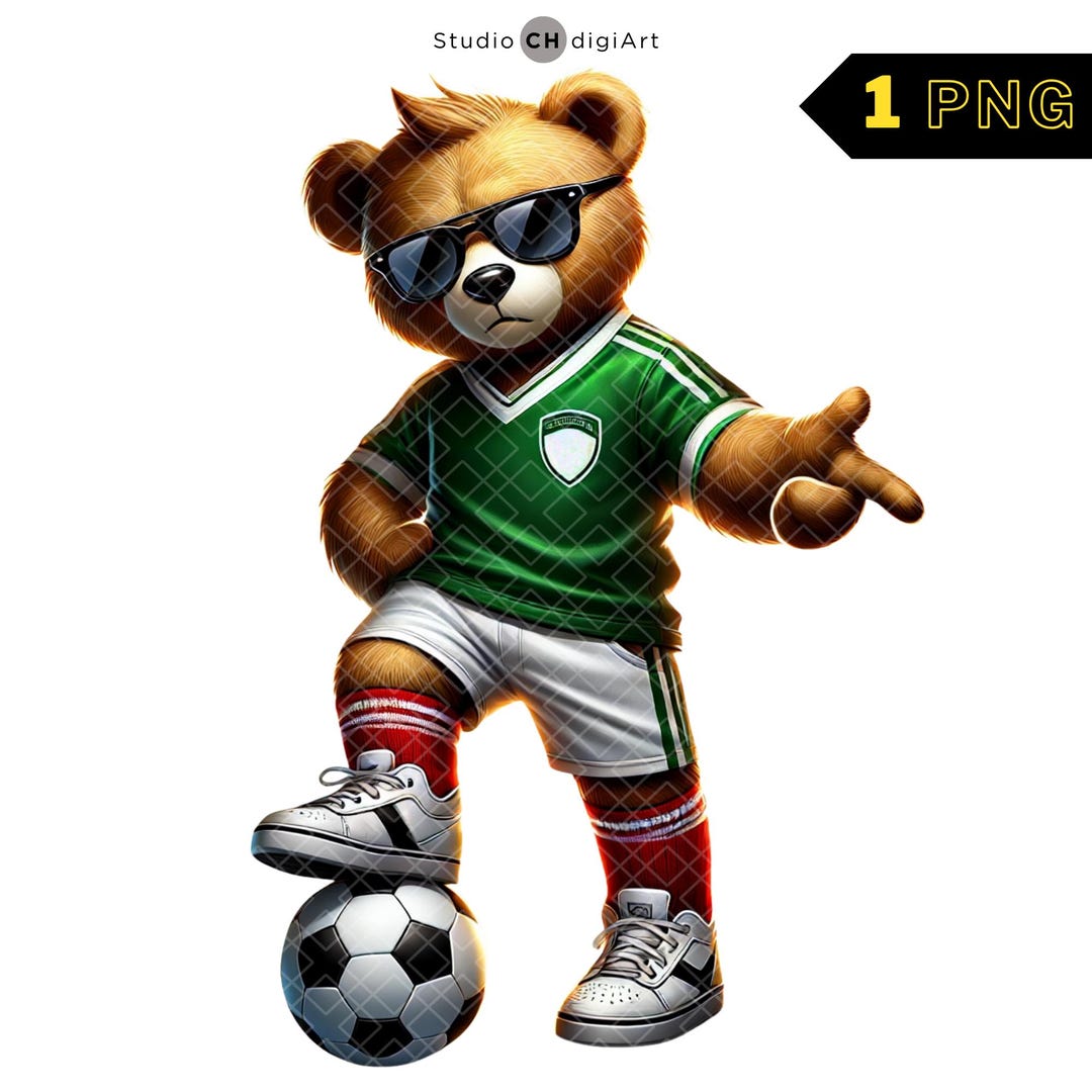 Soccer Bear PNG, Soccer Teddy Bear Clipart, Soccer Graphic for Shirt ...