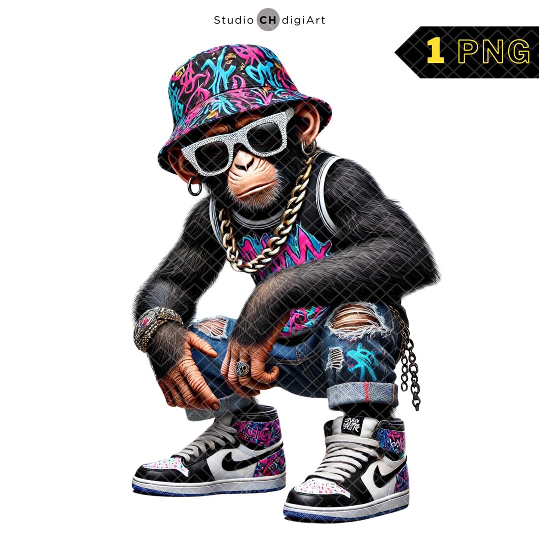 Hip Hop Monkey PNG, Graffiti Monkey Clipart, Chimpanzee PNG, Chimpanzee ...