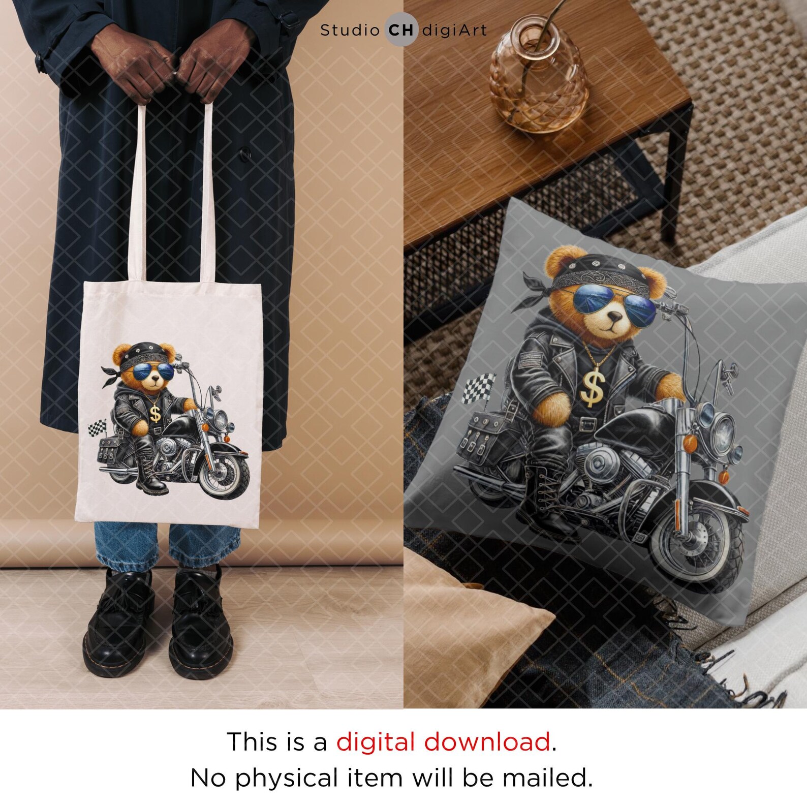 Hip Hop Biker Bear Clipart, Motorbike Pngs, 3D Teddy Bear Motorcycle ...