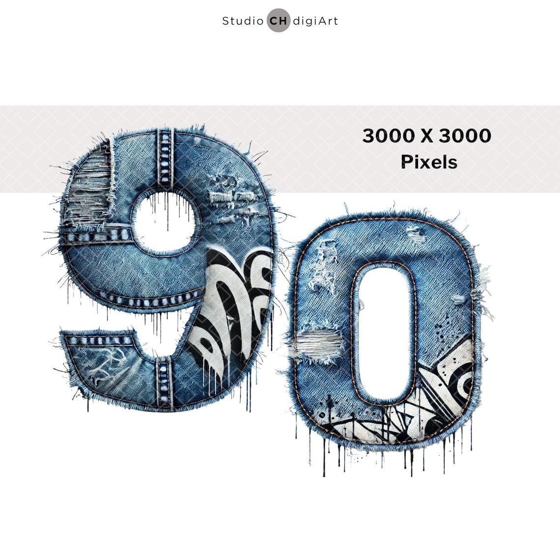 Graffiti Denim Alphabet Letters & Numbers, Graffiti Font, Blue Denim ...