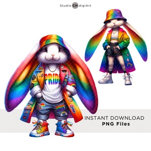 Pride Bunny Clipart, Cute Bunny PNG, Hip Hop Bunny PNG, Bunny ...