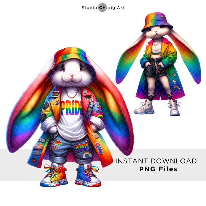 Pride Bunny Clipart, Cute Bunny PNG, Hip Hop Bunny PNG, Bunny ...