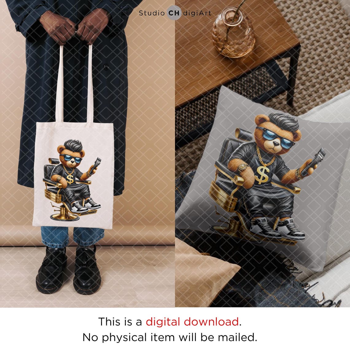 Hip Hop Teddy Bear Barber Clipart, Barber Vintage, Barber PNG, Barber ...