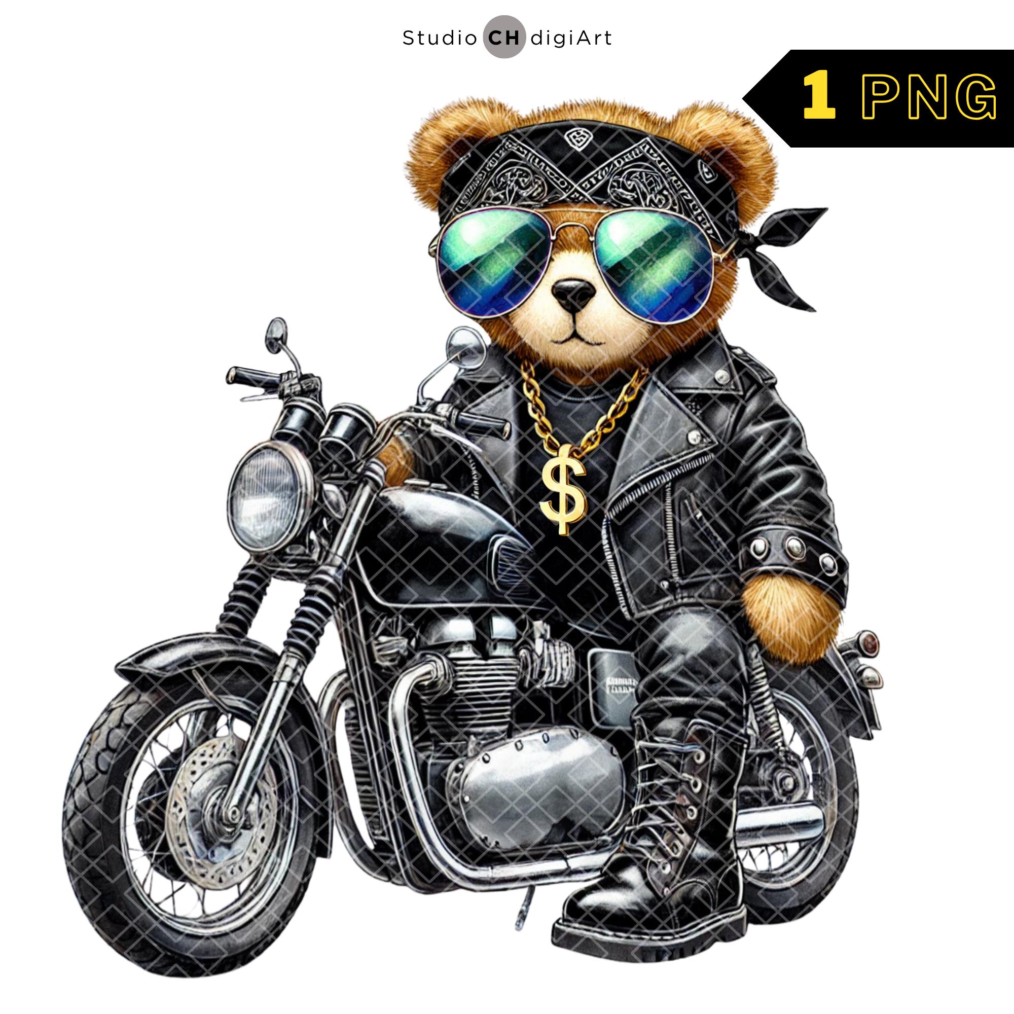 Hip Hop Biker Bear Clipart, Motorbike Pngs, 3D Teddy Bear Motorcycle ...