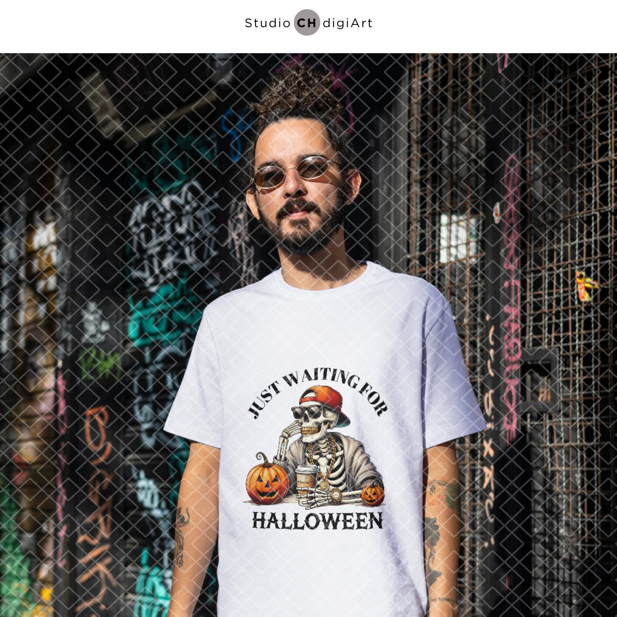 Hip Hop Skeleton Clipart, Just Waiting for Halloween PNG, Halloween ...