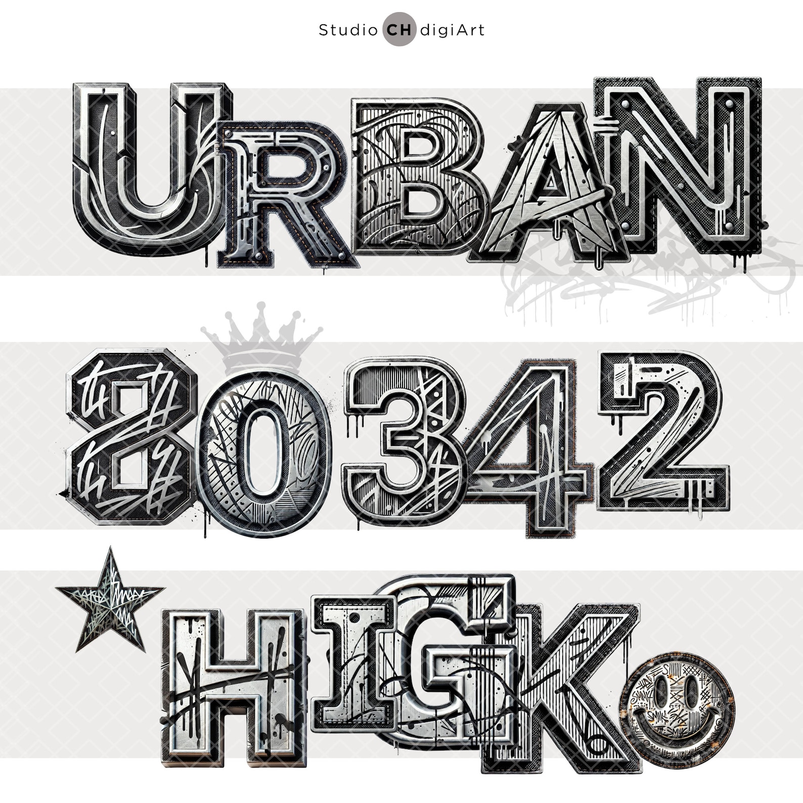 Silver Graffiti Alphabet Letters & Numbers, Silver Font, Graffiti ...