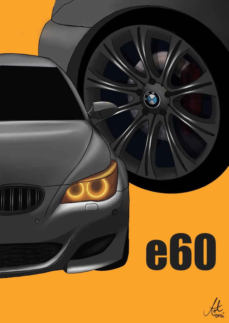 BMW E60 Downloadable Illustration, PNG, PDF, 3508 X 4960px (A3) - Etsy