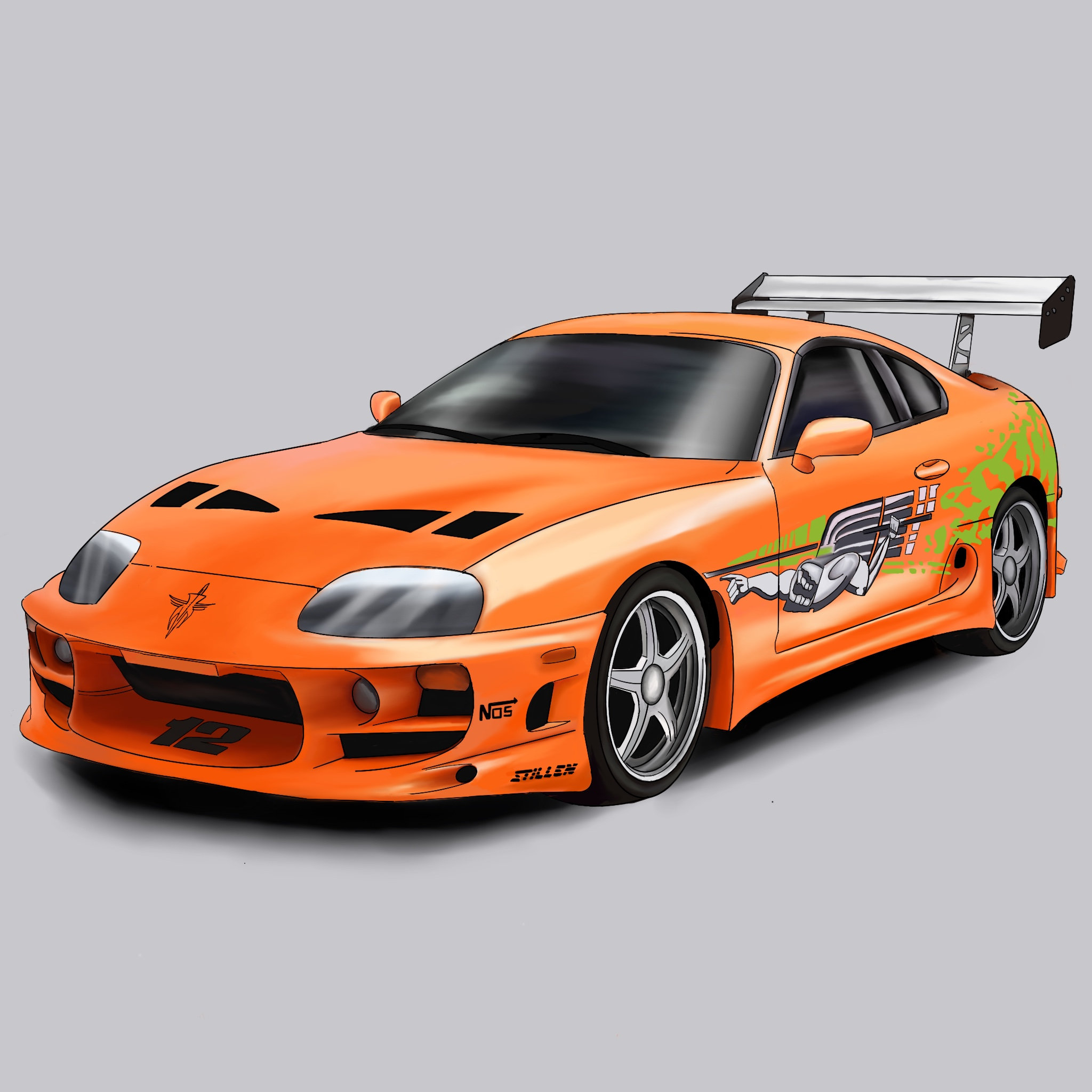 Toyota Supra, Downloadable Illustration, JPG, 2048x2048xp - Etsy