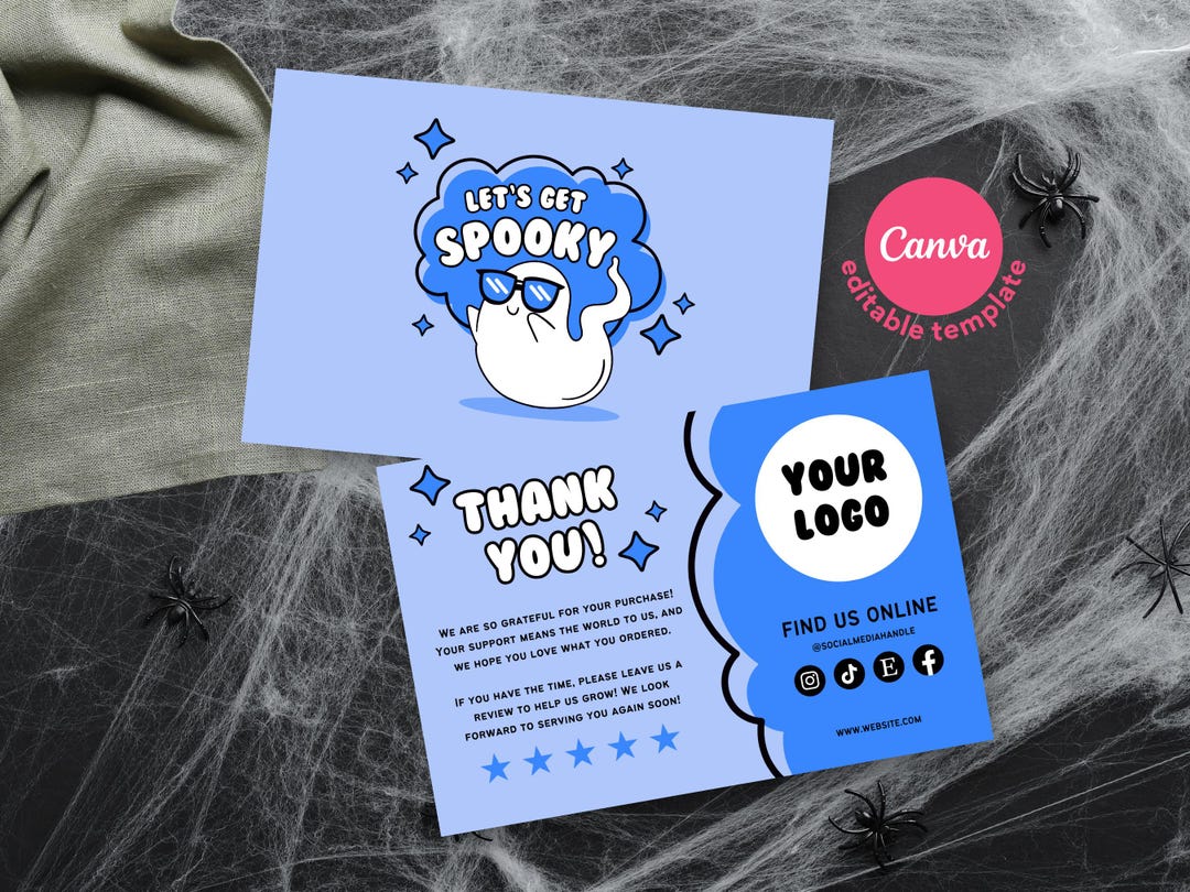Editable Spooky Halloween Thank You Card for Business, Printable ...