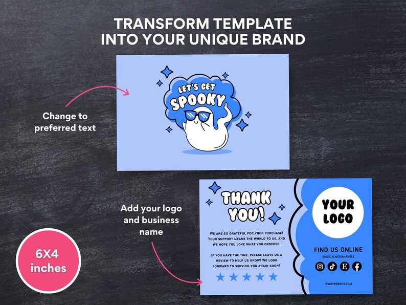 Editable Spooky Halloween Thank You Card for Business, Printable ...