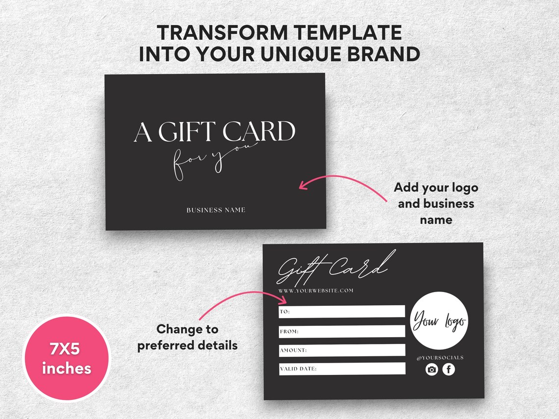 Printable Gift Voucher Template, Gift Certificate With Logo for Small ...
