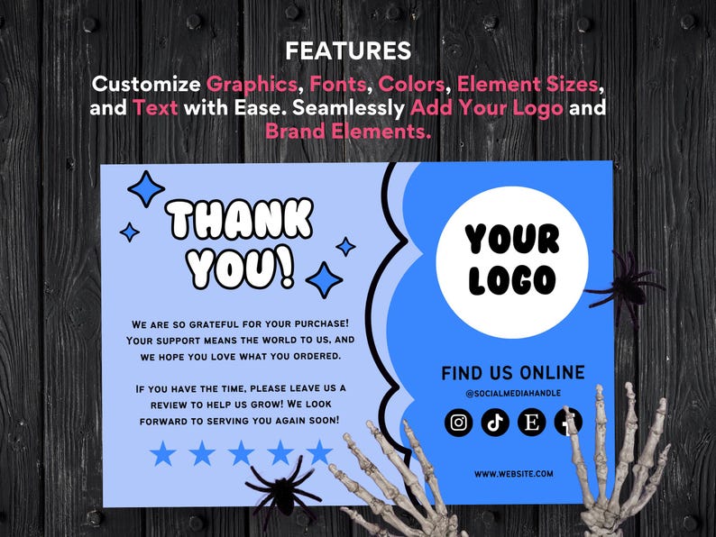 Editable Spooky Halloween Thank You Card for Business, Printable ...