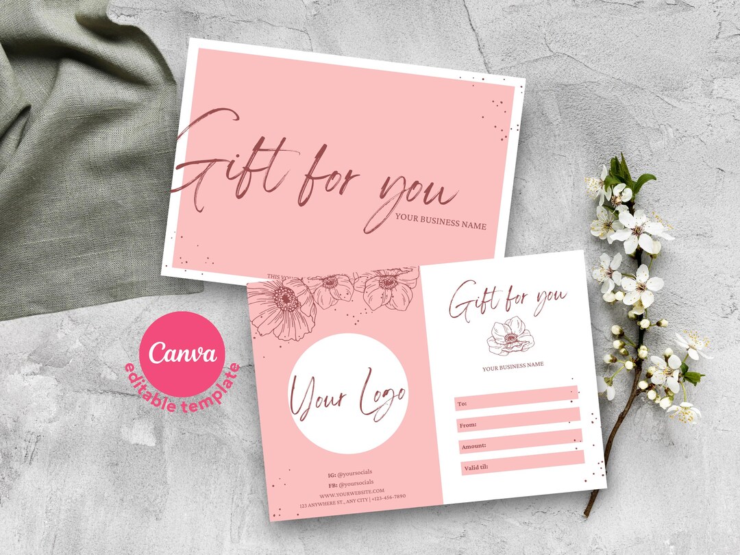 Printable Gift Voucher Template for Small Business, Floral Pink Gift ...