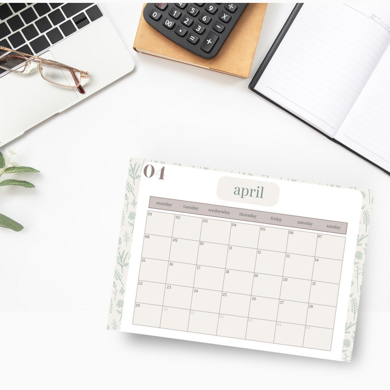 2024 Calendar, Desk Calendar, Printable Calendar, Editable Calendar - Etsy