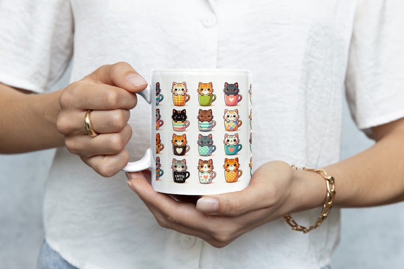Cute Cats Cups Mug, Easy Gift, Hip Design, Caffeine, Coffee, Morning ...