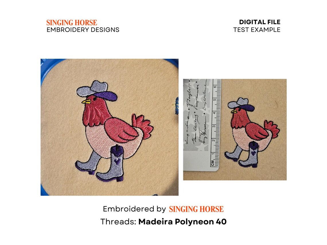 Chicken Embroidery Design - 5 Sizes - Cowgirl Chicken Wearing Cowboy ...