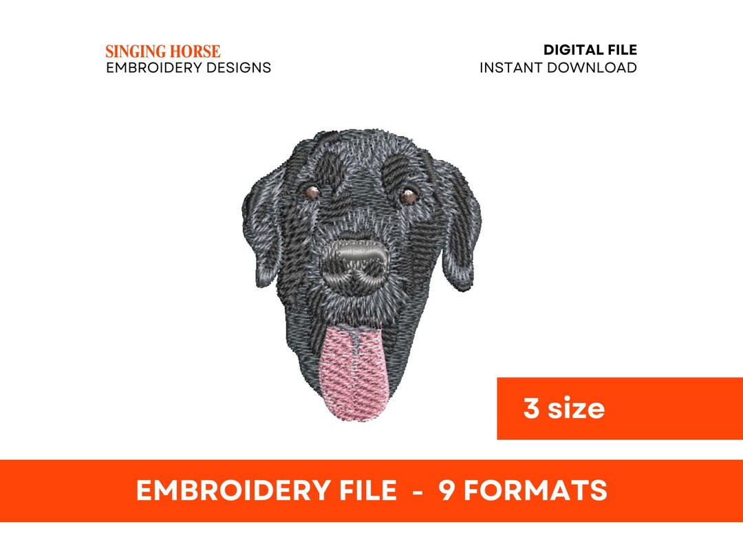Labrador Retriever Embroidery Design – Black Lab Machine Embroidery ...