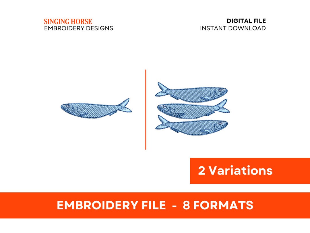 Sardine Fish Embroidery Design: Anchovy Machine Embroidery File ...