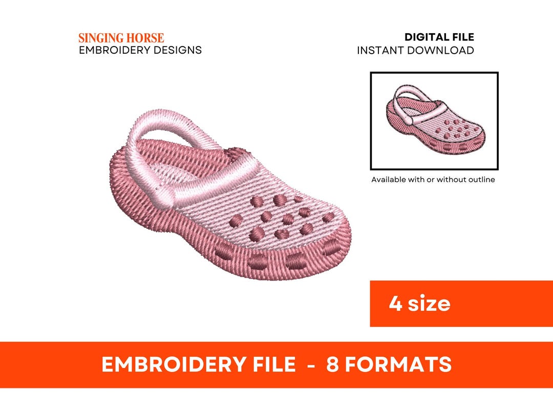 Crocs Shoe Machine Embroidery Design: 4 Sizes (digital Download) - Etsy