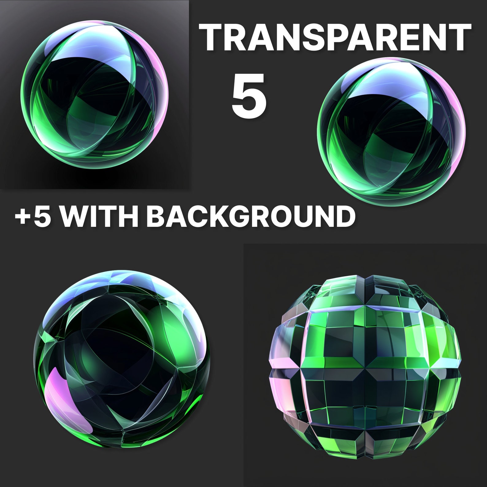 3D PNG Design Elements, Green and Black Shapes for Web Design Presentations, Modern 3D Graphics ...