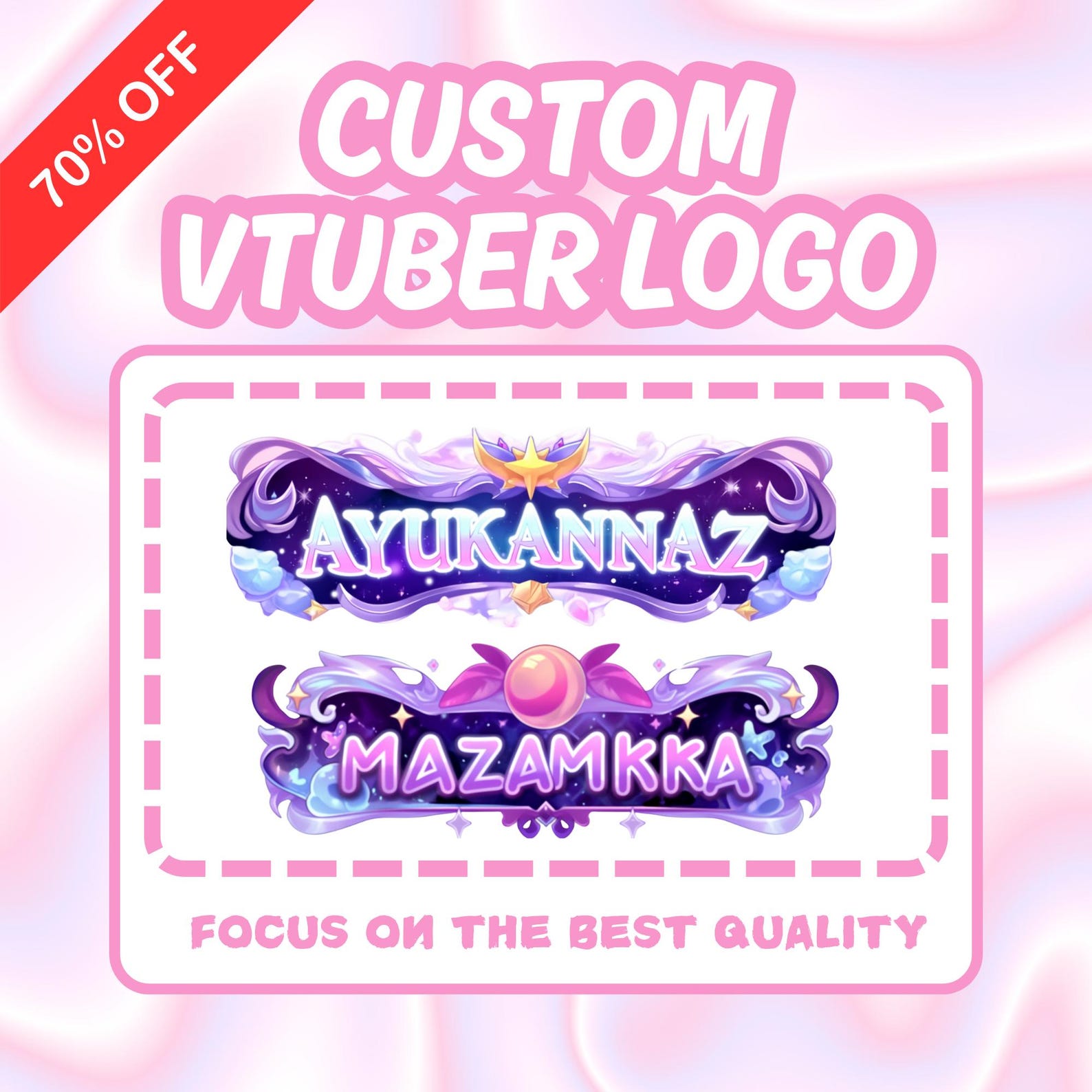 Custom Vtuber Logo Text Cute Vtuber Logo Chibi Vtuber Logo Kawaii Logo ...