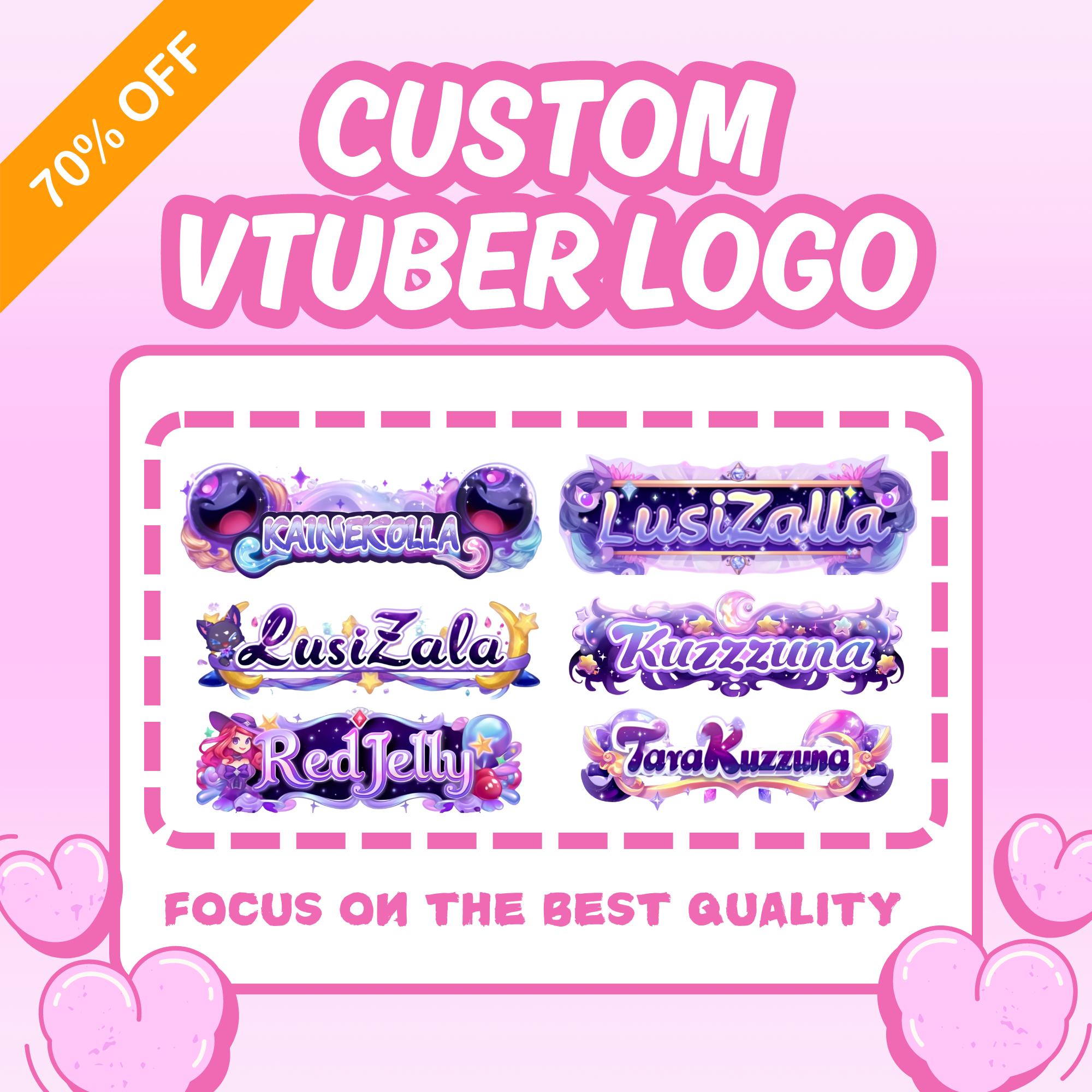 Custom Vtuber Logo Text Cute Vtuber Logo Chibi Vtuber Logo Kawaii Logo ...