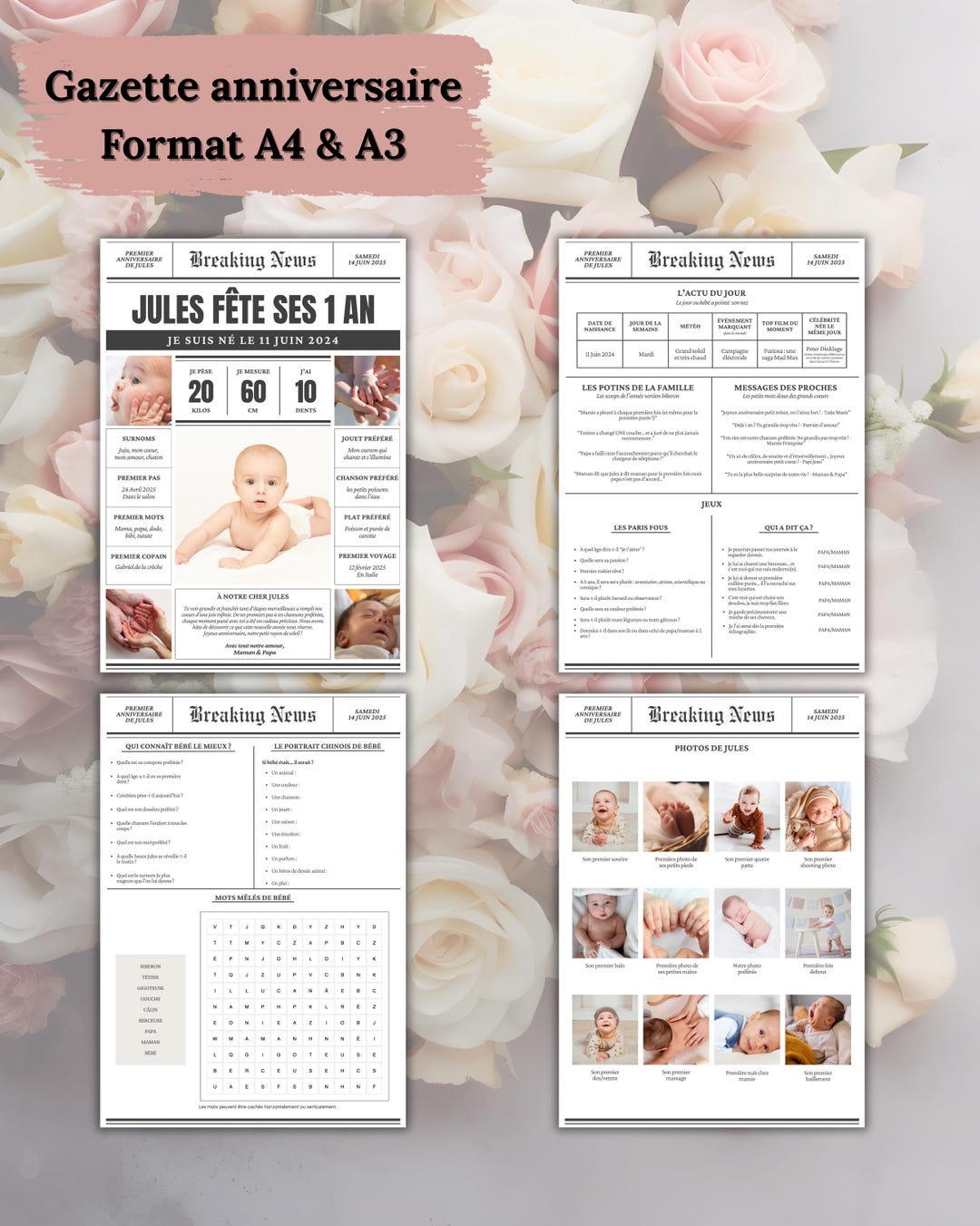 Birthday Gazette - Customizable Birthday Journal - A4 and A3 Canva ...