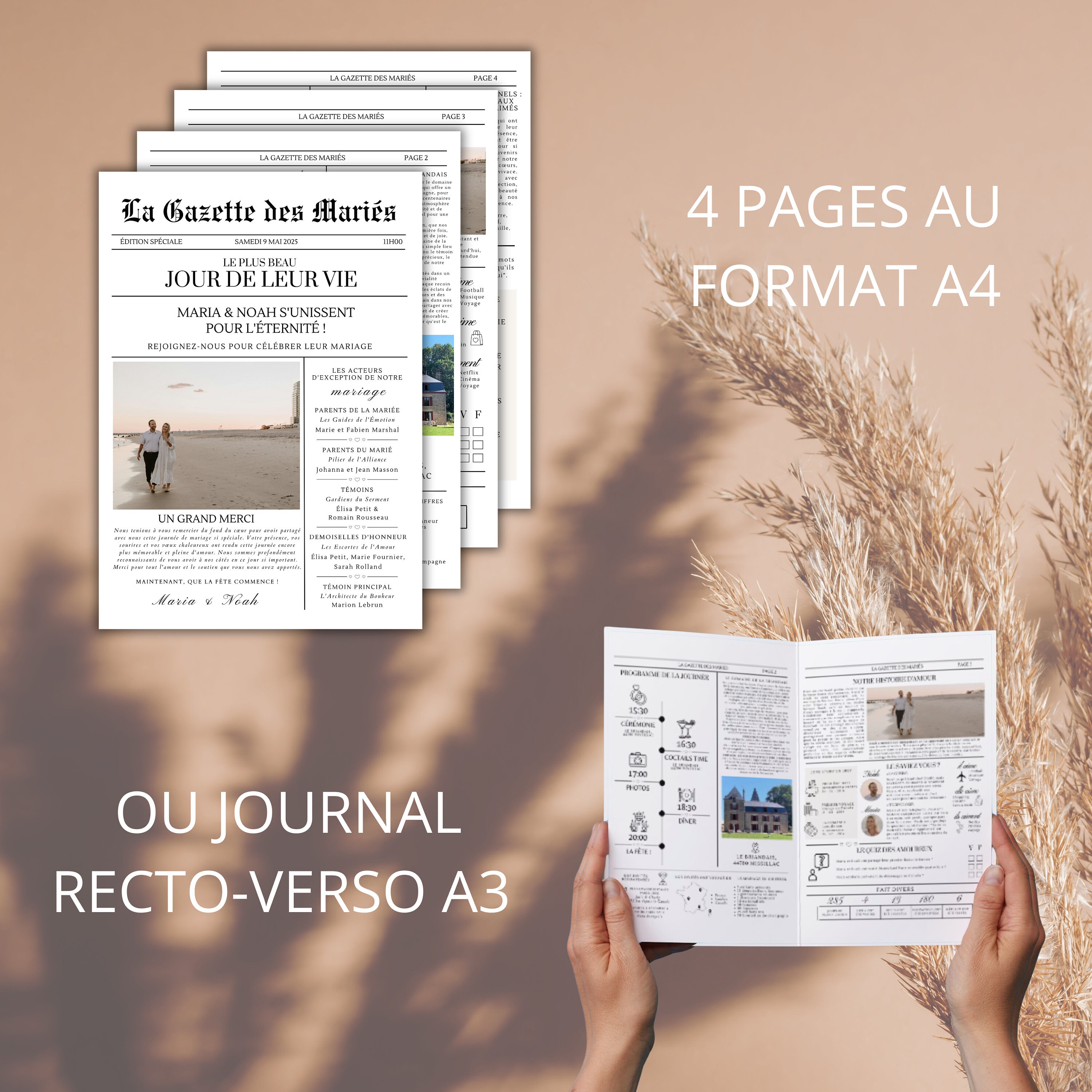 Bride and Groom Gazette Canva Template Customizable Wedding Journal ...