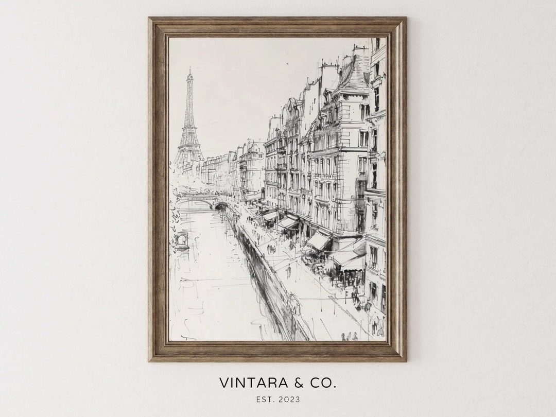 Paris Street Scene Sketch PRINTABLE Art Chic French Decor Digital ...