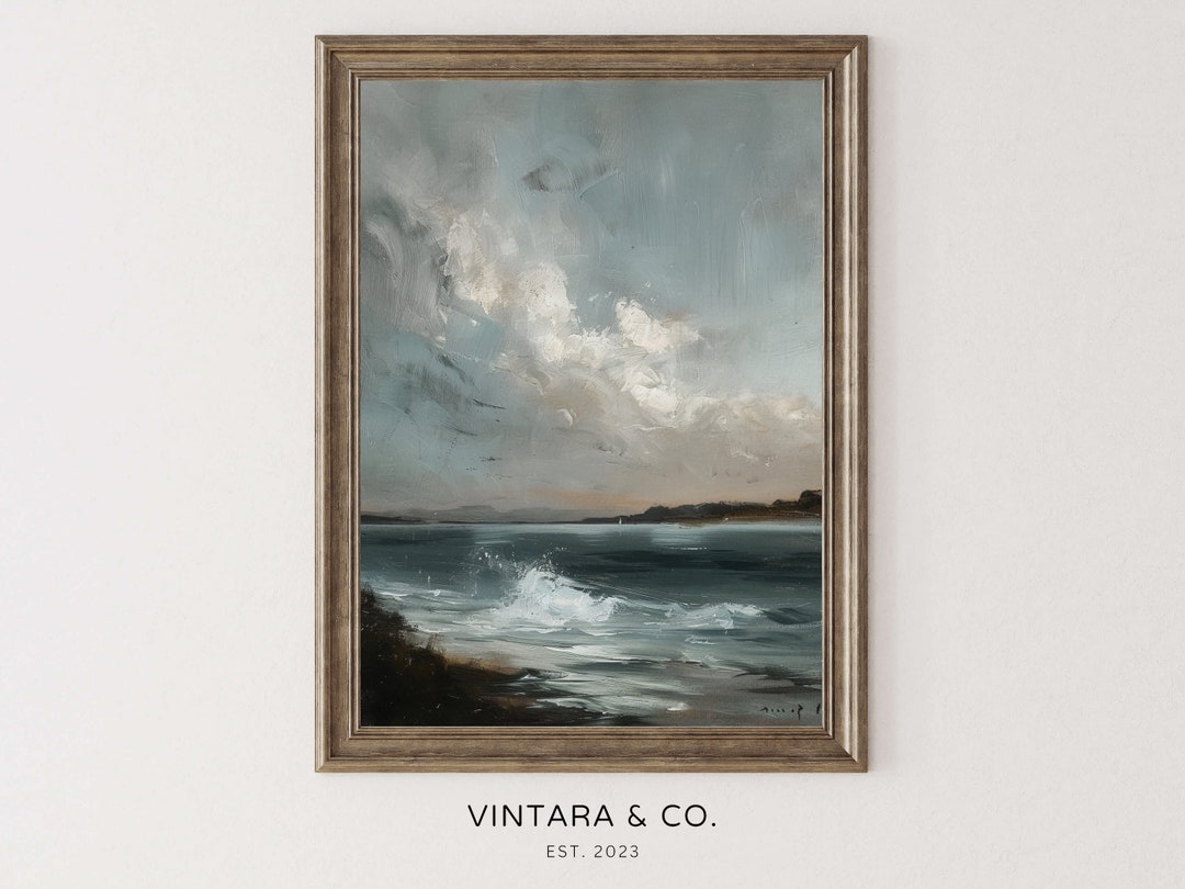 Coastal Seascape PRINTABLE Art Serene Beach Scene Print Ocean Waves ...