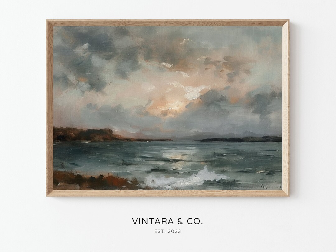 Stormy Seascape Painting PRINTABLE Art Coastal Ocean Waves Decor ...
