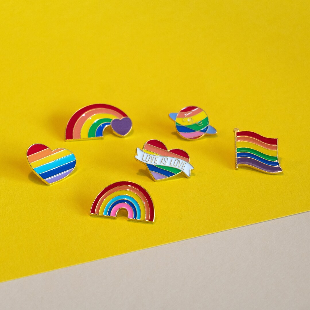 LGBTQ Pride Pins Gender Identity Pronouns Badge Nonbinary, He/him, She ...