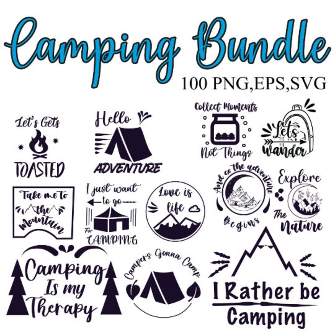 100pc Camping, Caravan SVG Megabundle, Sticker Cut Files, Camping ...